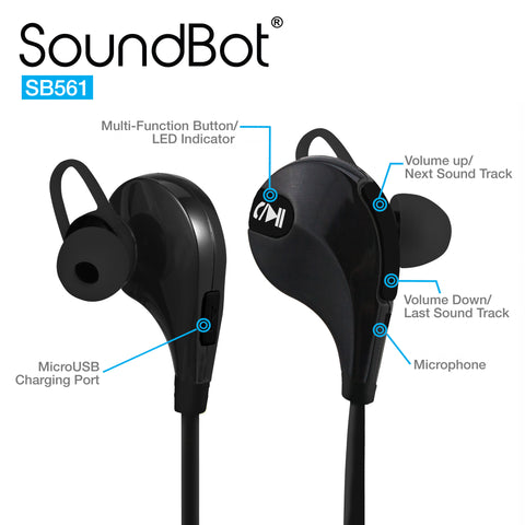 SB561 Bluetooth Stereo Sports Headset Water-Resistant | SoundBot