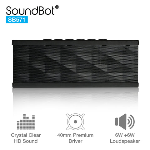 SoundBot SB571 Bluetooth Wireless Speaker 12W Output HD Bass 40mm Dual ...