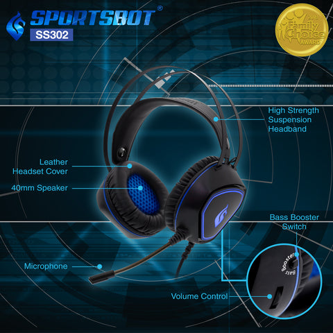 SportsBot® SS302 4-in-1 LED Gaming Over-Ear Headset Headphone, Keyboar ...