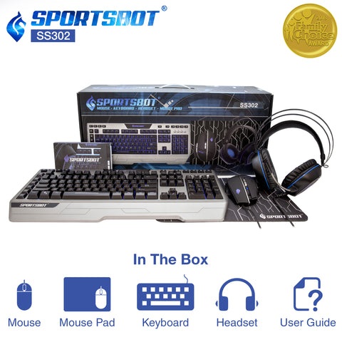 SportsBot® SS302 4-in-1 LED Gaming Over-Ear Headset Headphone, Keyboar ...